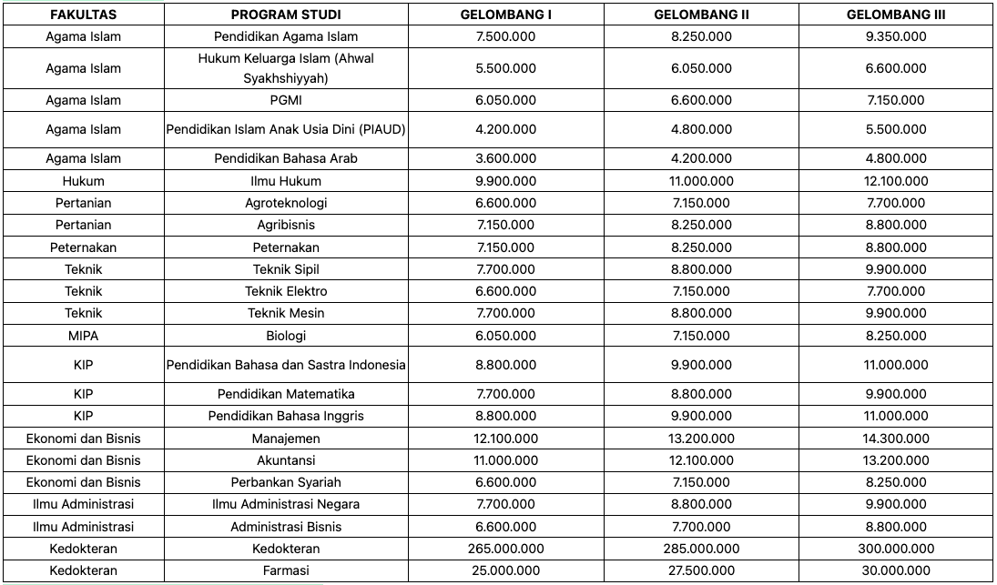 Pendaftaran Penerimaan Mahasiswa Baru Universitas Islam Malang - Data Pendidikan